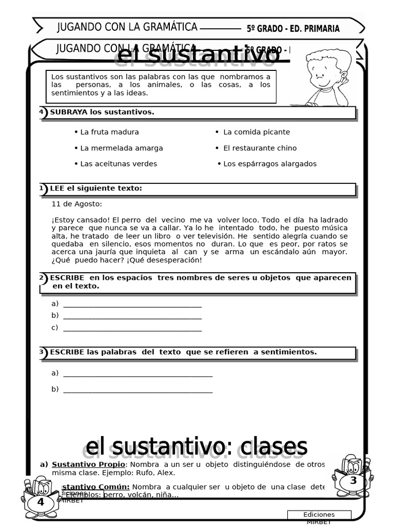 5to Primaria - Jugando Con La Gramatica | PDF | Adjetivo | Sustantivo