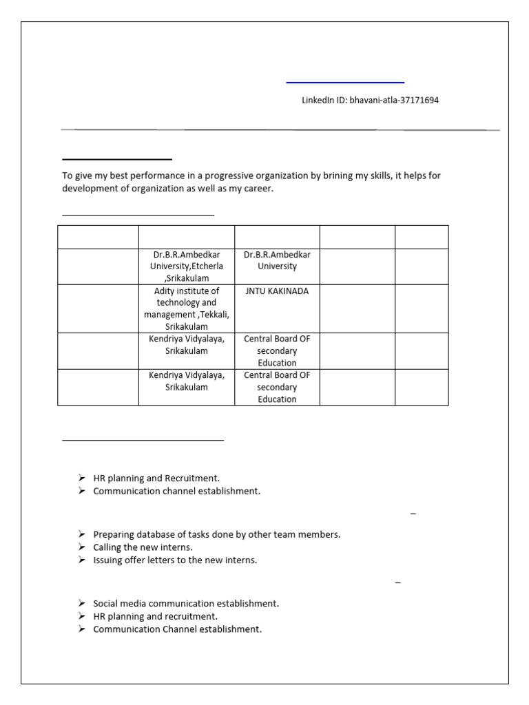 Resume Atla Bhavani | PDF | Business