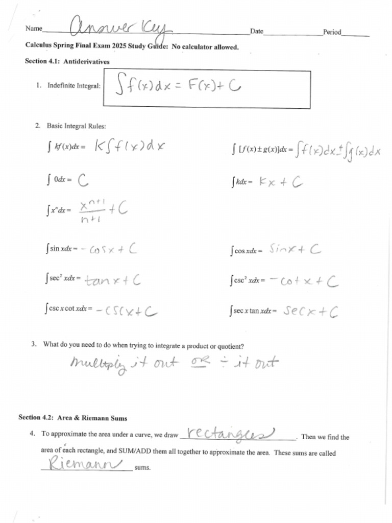 Calculus Spring Final Exam Solutions 2025 Pdf