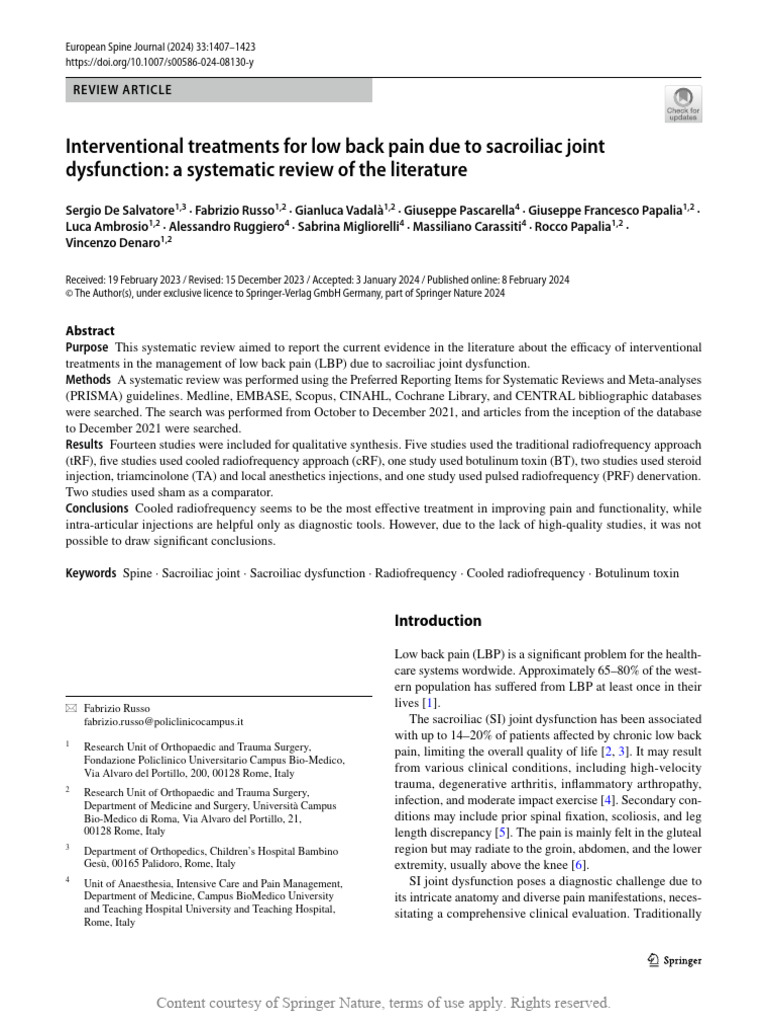 Interventional Treatments For Low Back Pain Due To | PDF | Systematic ...