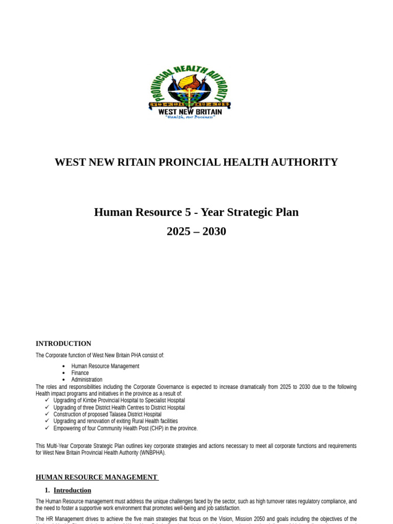 WNBPHA 5-Year HR Strategic Plan 2025-2030 | PDF | Human Resource ...