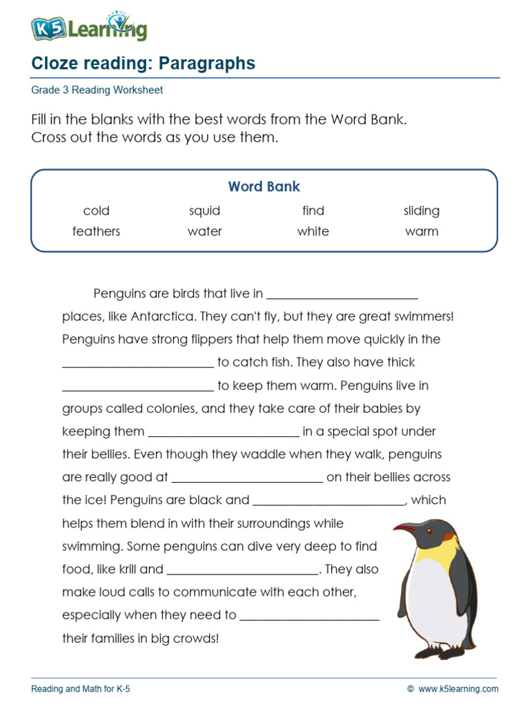 Grade 3 Cloze Reading Paragraphs l4j | PDF