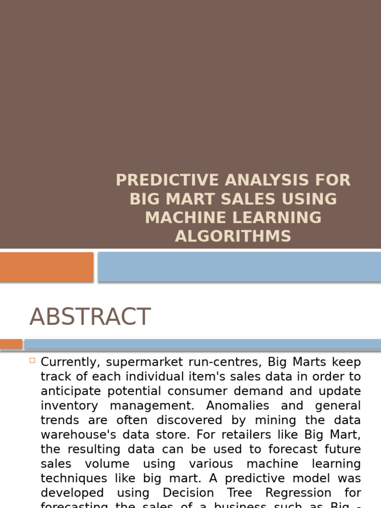 Big Mart Sales Prediction with ML | PDF | Forecasting | Machine Learning