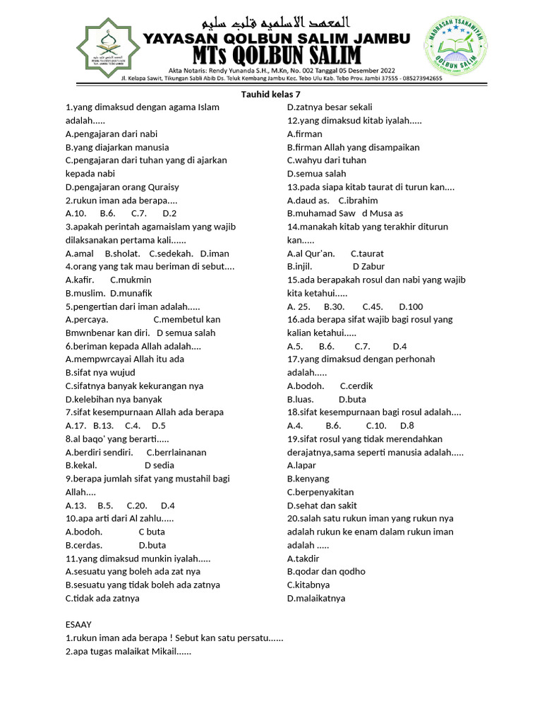 Tauhid Kelas 7-WPS Office | PDF