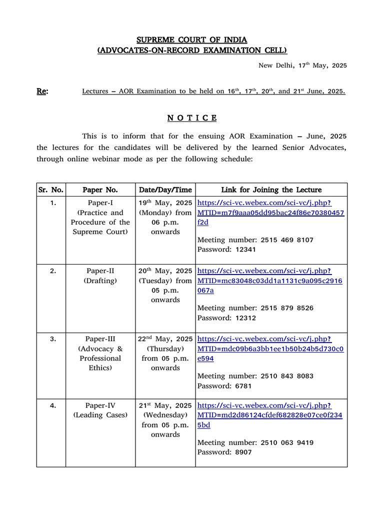 AOR Exam Details Released | PDF