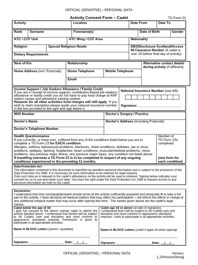 Tg21 23 Combined Activity Consent Form | PDF | Informed Consent | Data