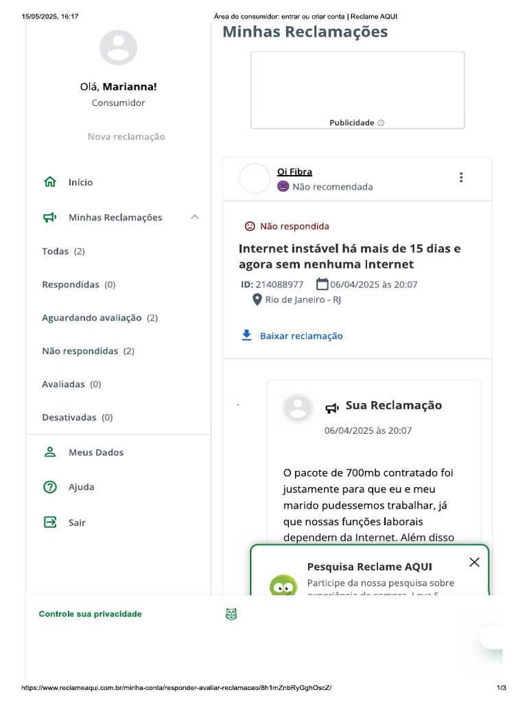 Reclame Aqui Oi | PDF