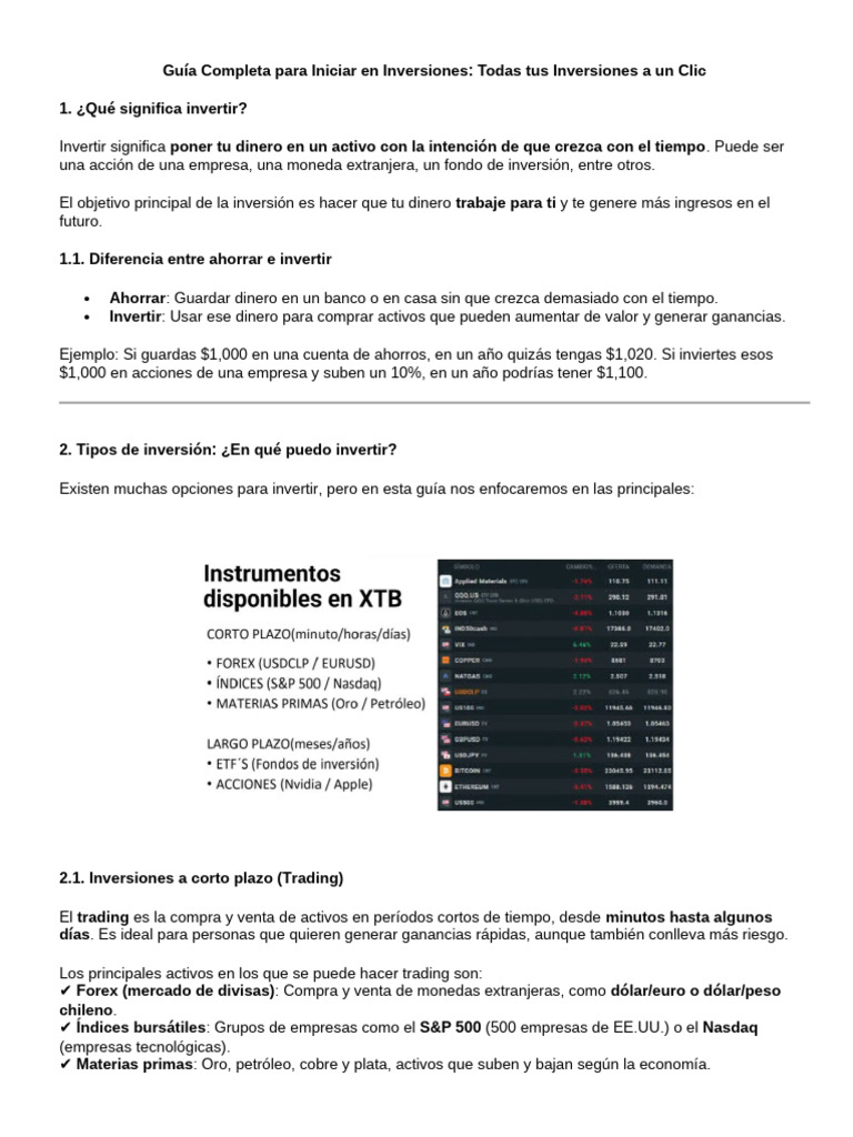 Guía para Invertir: Todo lo que Necesitas Saber | PDF | Inversiones ...