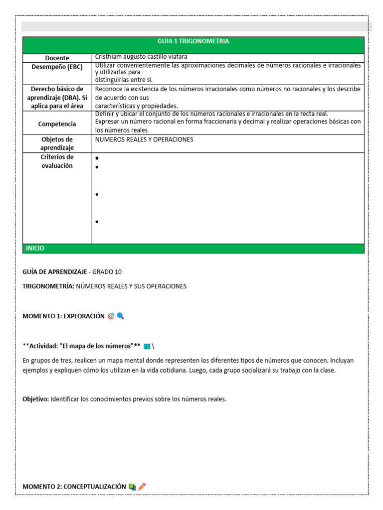 Guia 1 Trigo | PDF | Número racional | Multiplicación