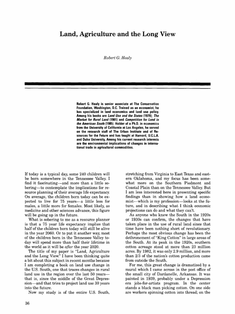 Land Agriculture and The Long View | PDF | Agriculture | Demand