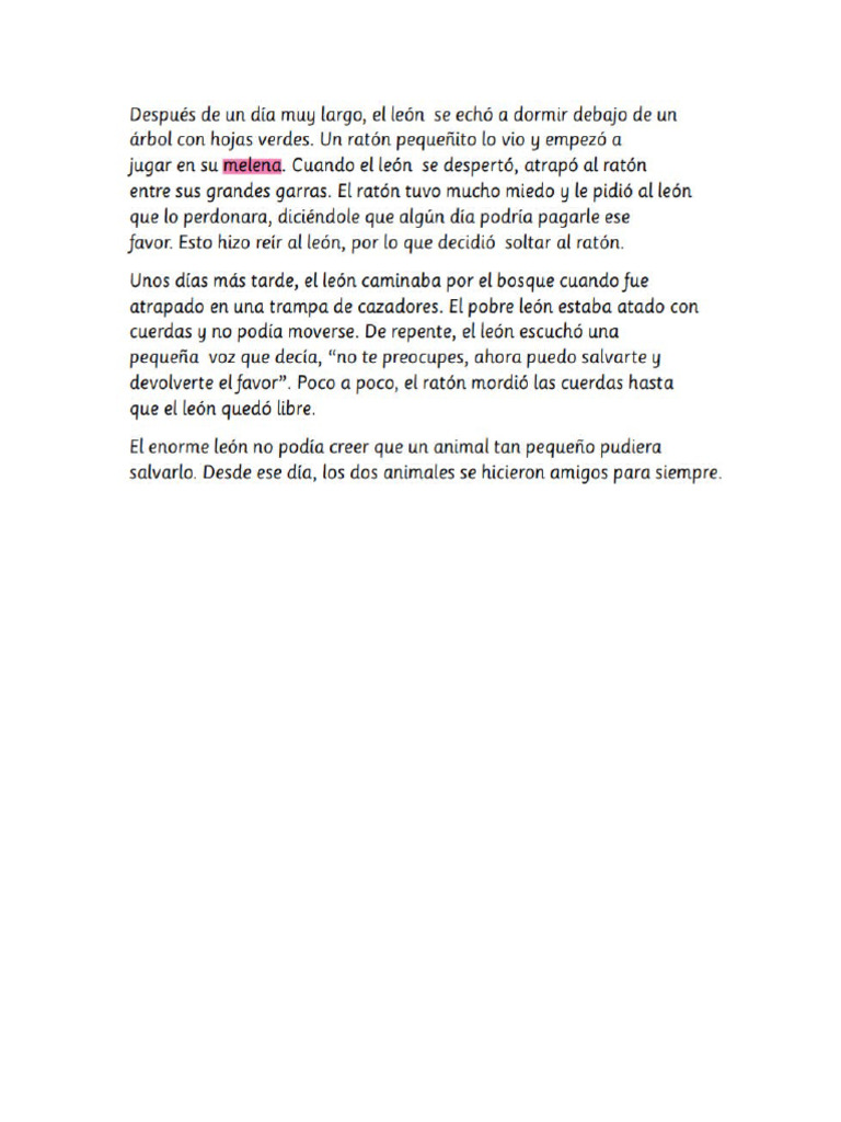 Fabula El Leon y El Ratón | PDF