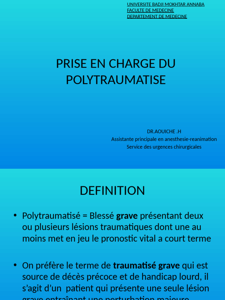POLYTRAUMATISE 2 | PDF | Traumatisme crânien | Traumatisme médullaire