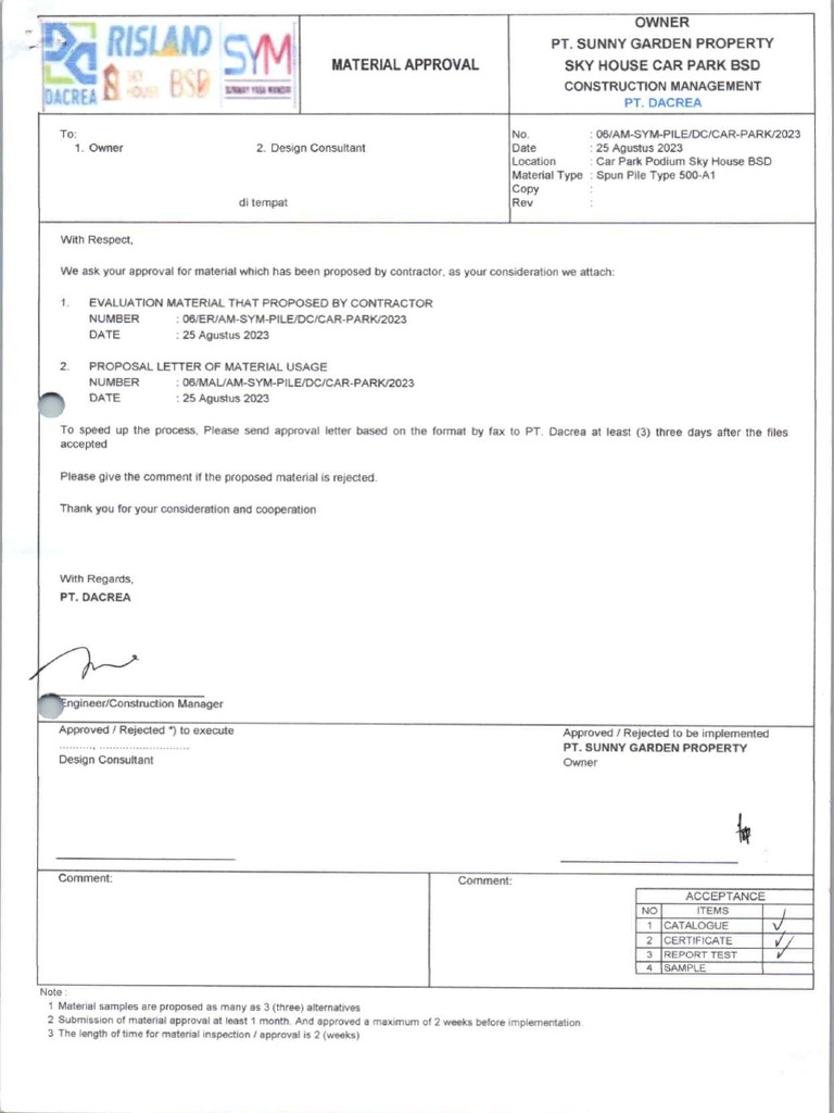 Approval Material - Ppi-Pile 500 Type A1 (Bottom & Upper) | PDF