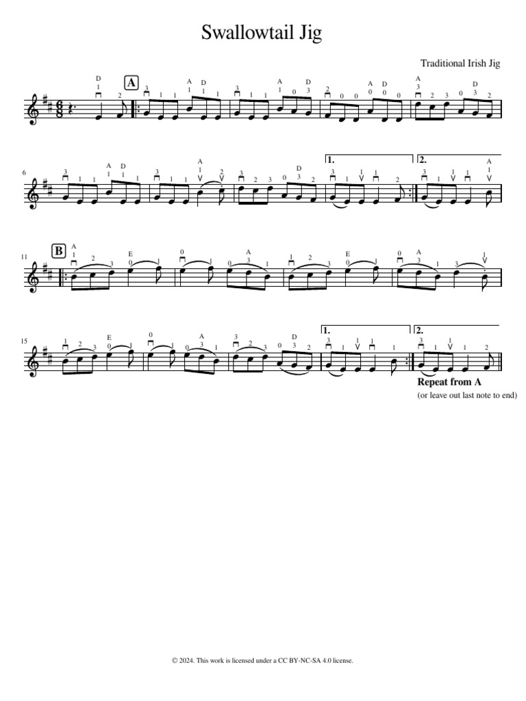 Swallowtail - Jig - Fingered | PDF