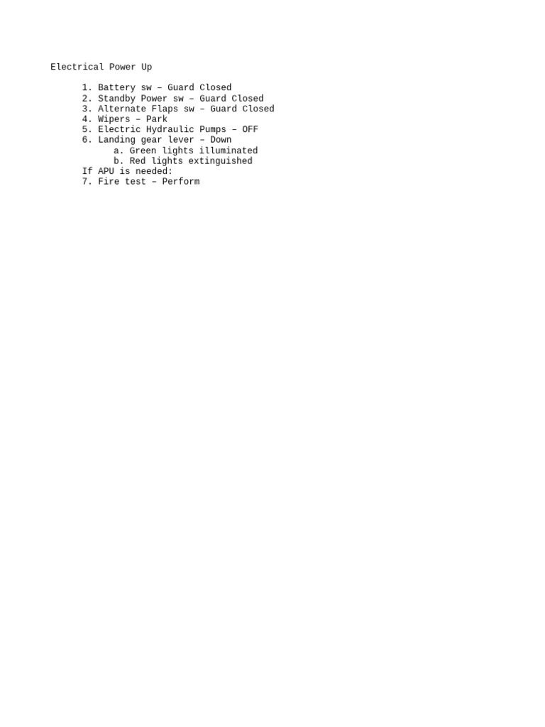 Electrical Power Up Checklist | PDF