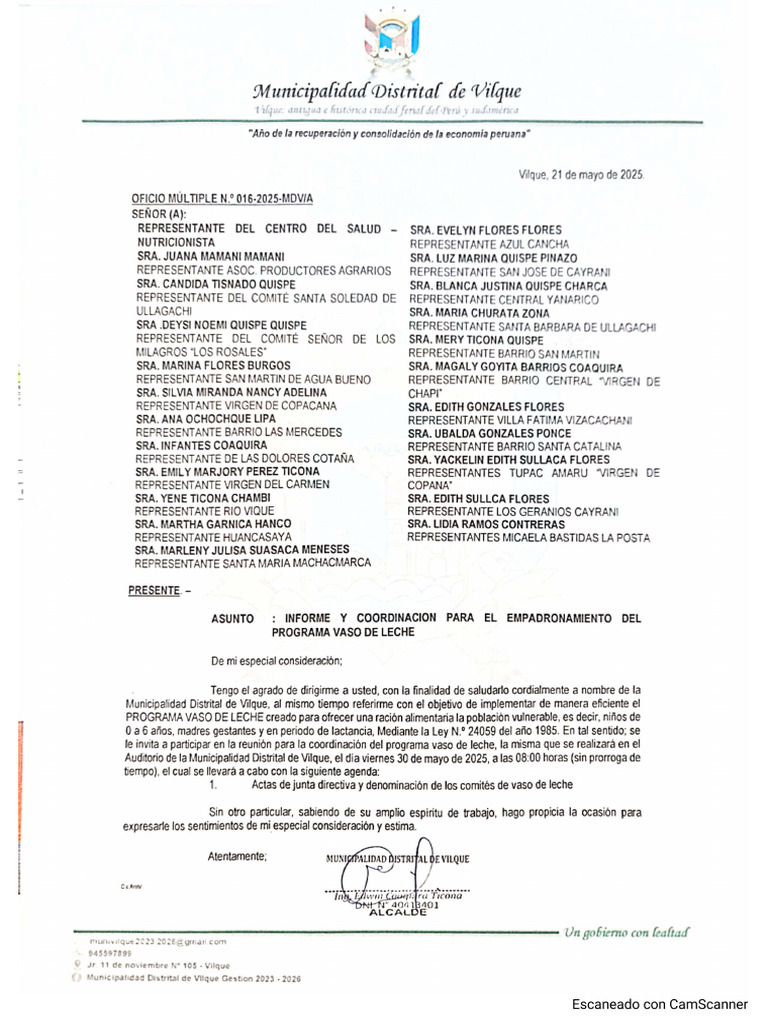 Oficio de PVL Invitación A La Reunión | PDF