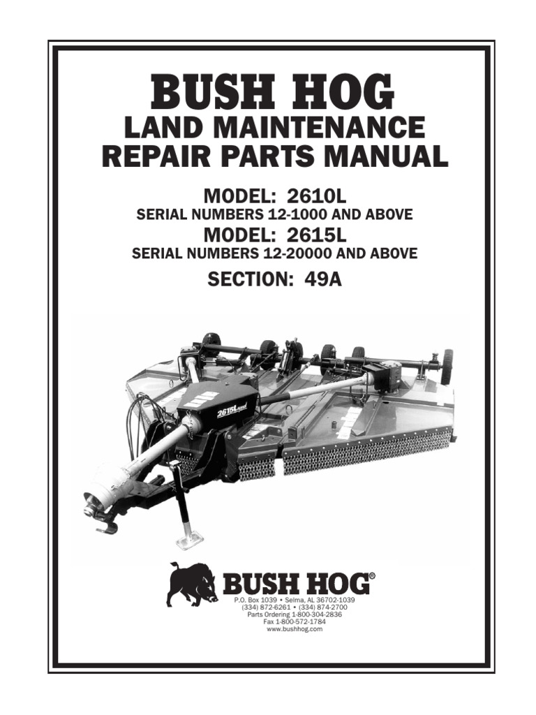 Bush Hog 2610L & 2615L Parts Manual | PDF | Screw | Axle