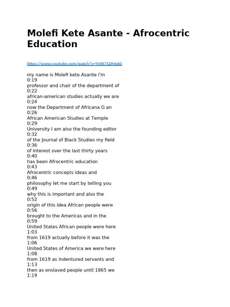 Molefi Kete Asante - Afrocentric Education | PDF | Liberal Arts Education