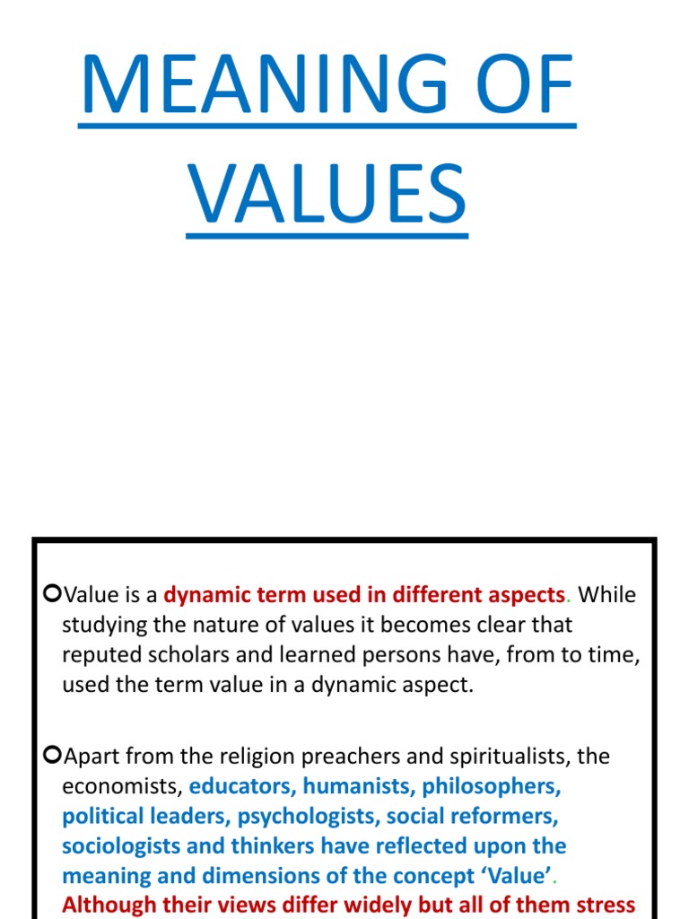 Understanding the Meaning of Values | PDF | Value (Ethics) | Thought