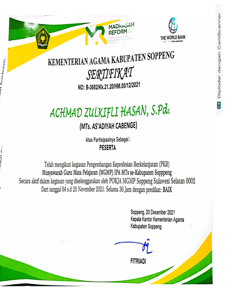 Sertifikat MGMP Zul | PDF