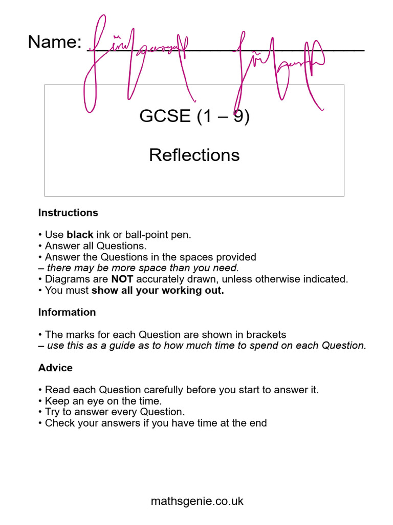 GCSE Maths Reflection Questions | PDF | Euclidean Geometry | Geometry