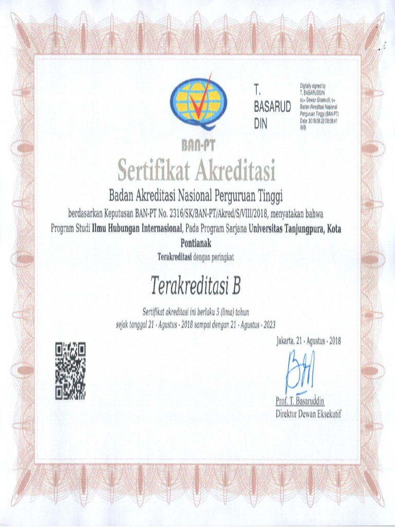 Akreditasi Hi Untan 2018 - 2023 | PDF