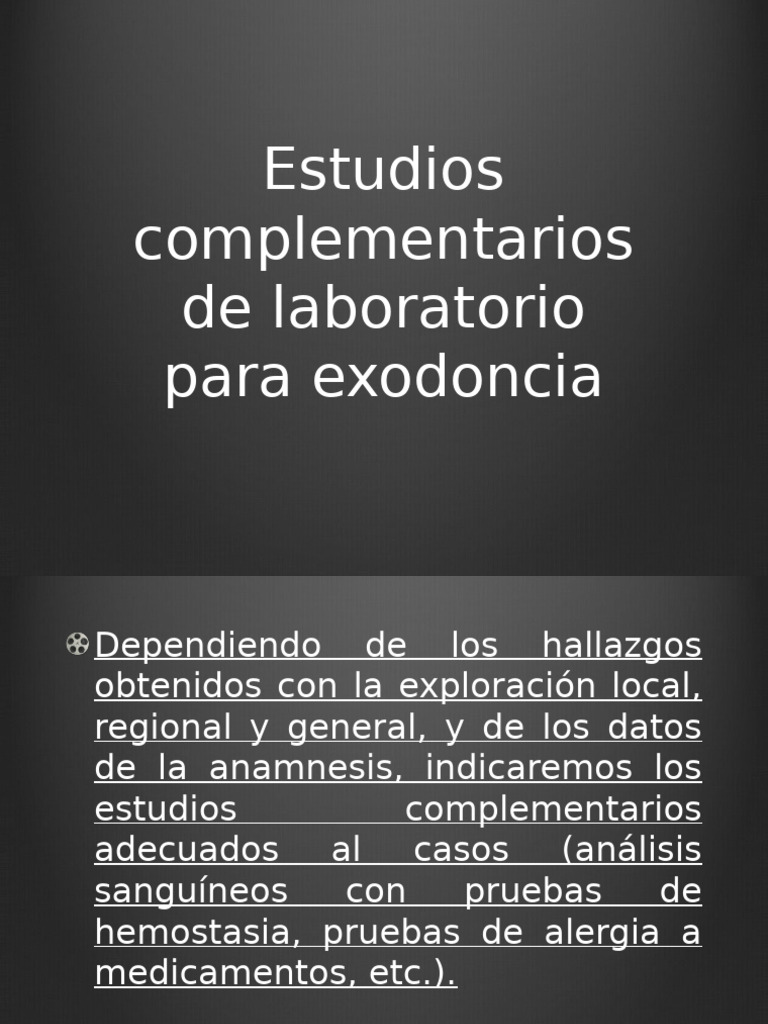 Estudios Complementarios de Laboratorio para Exodoncia | PDF