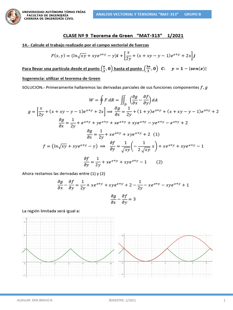 CLASE 9 Teorema de Green 09 06 | PDF | Integral | Cálculo multivariable