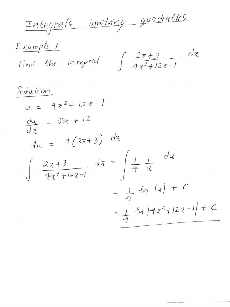 Part4 Integrals Involving Quadratics | PDF