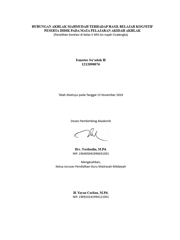 Lembar Pengesahan Proposal Isma | PDF