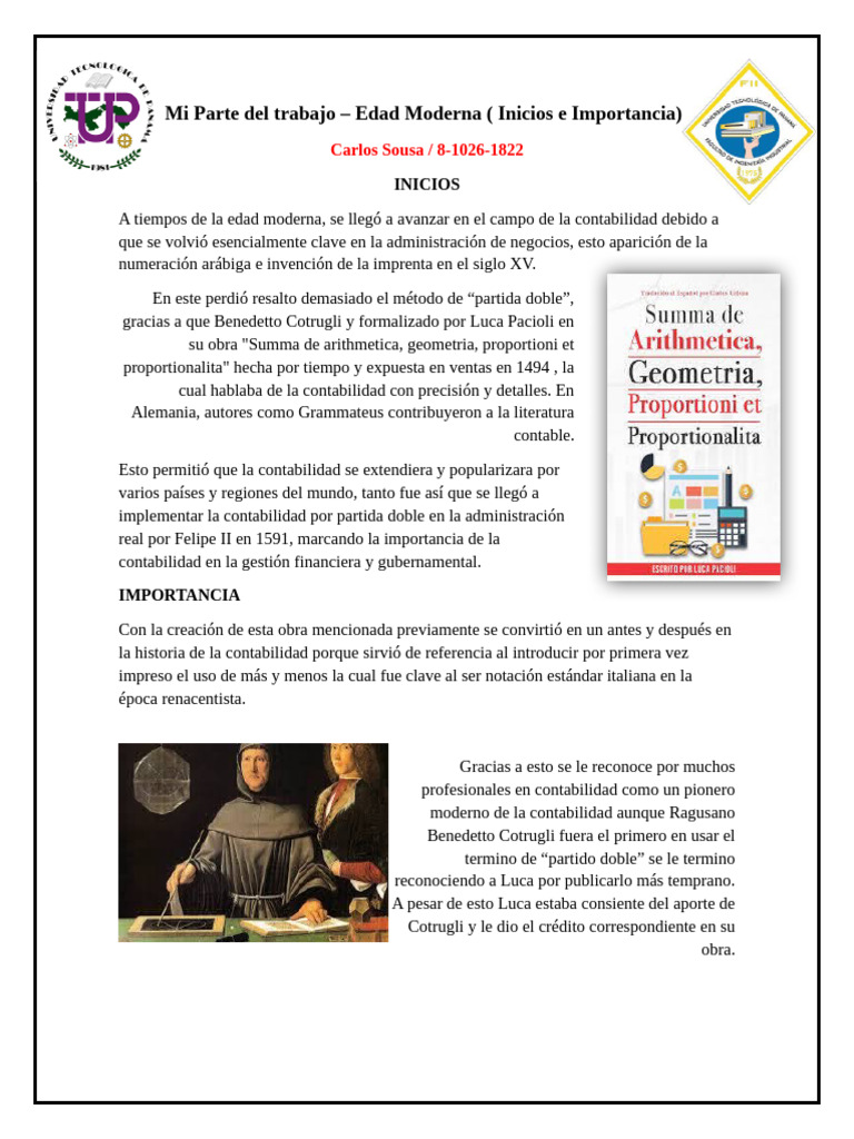 Contabilidad en la Edad Moderna: Claves y Pioneros | PDF