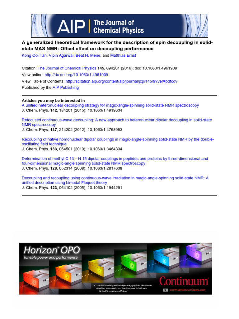 2016-A Generalized Theoretical Framework For The Description of Spin Decoupling in Solid-State ...