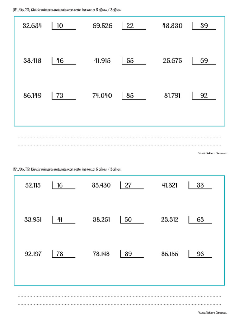 Practica de Divisiones | PDF