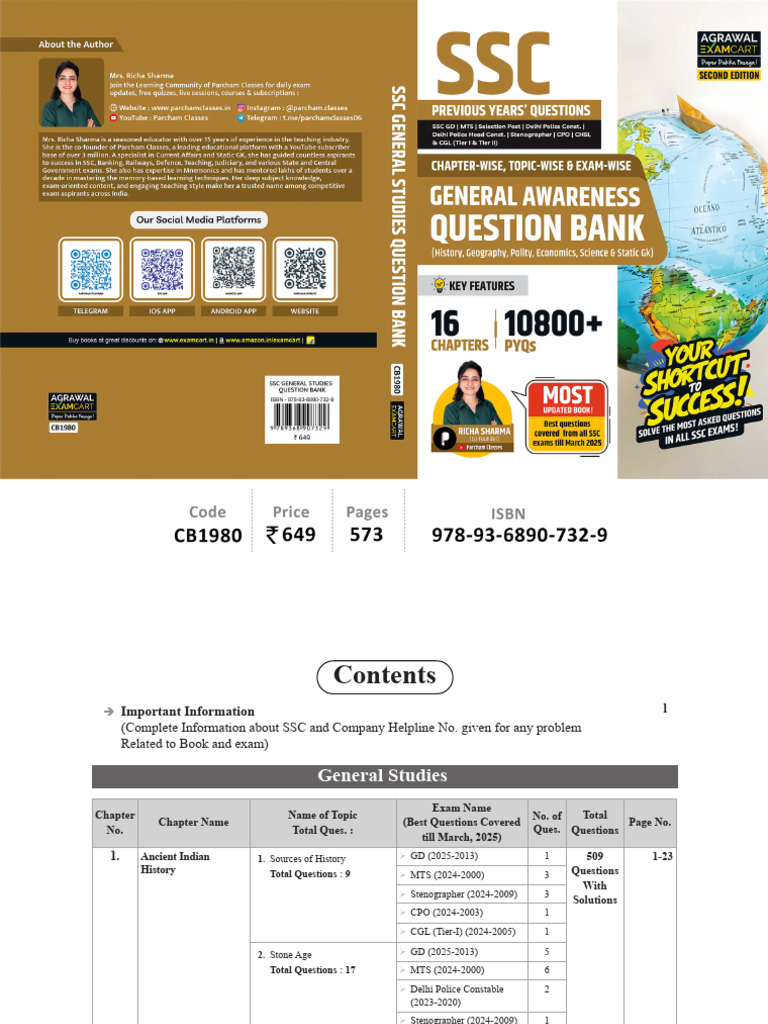 Parcham SSC PYQ Book | PDF | Constable | Asia