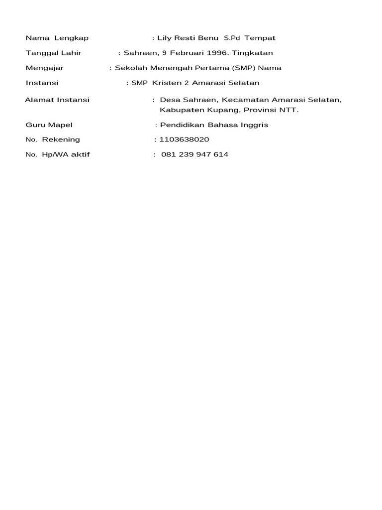 Berkas Pengajuan Insentif. Lily Resti Benu | PDF