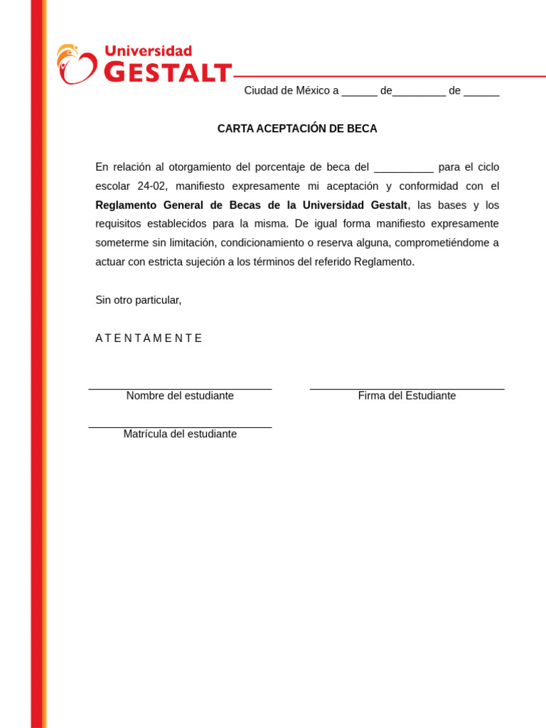Carta Aceptación Beca | PDF