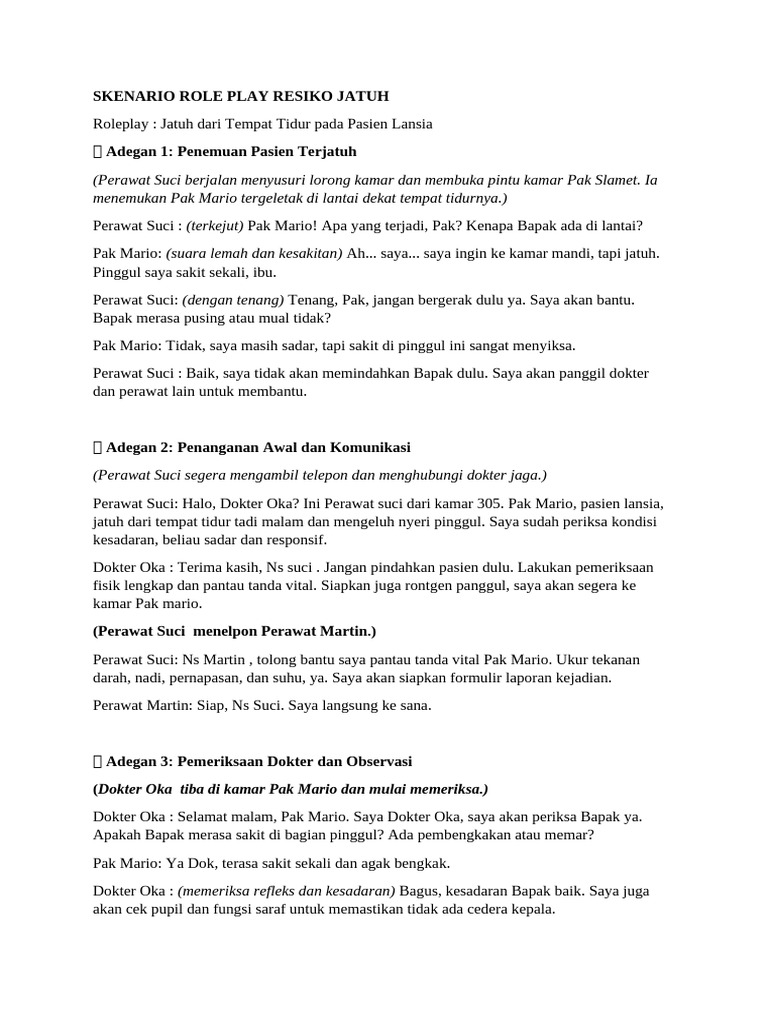 Skenario Role Play Resiko Jatuh | PDF