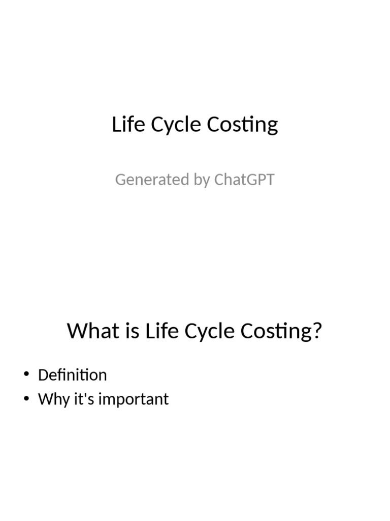 Life Cycle Costing | PDF