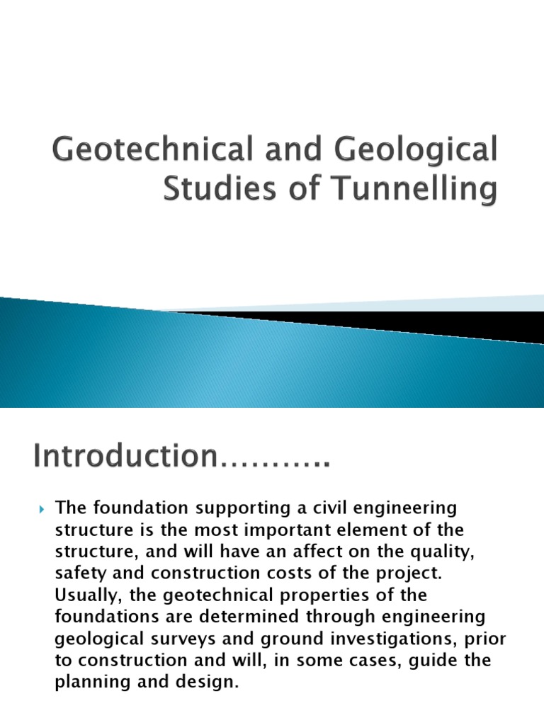 Geotechnical And Geological Studies Of Tunnelling Pdf Tunnel