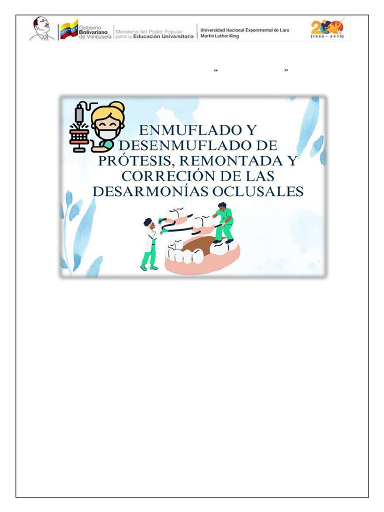 Enmuflado y Desenmuflado en Prótesis Dental | PDF | Yeso | Odontología