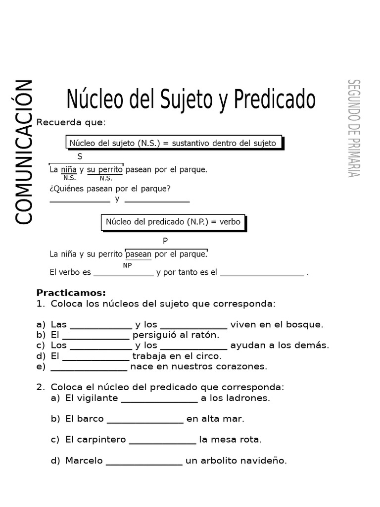Núcleos del Sujeto y Predicado | PDF | Sintaxis | Gramática