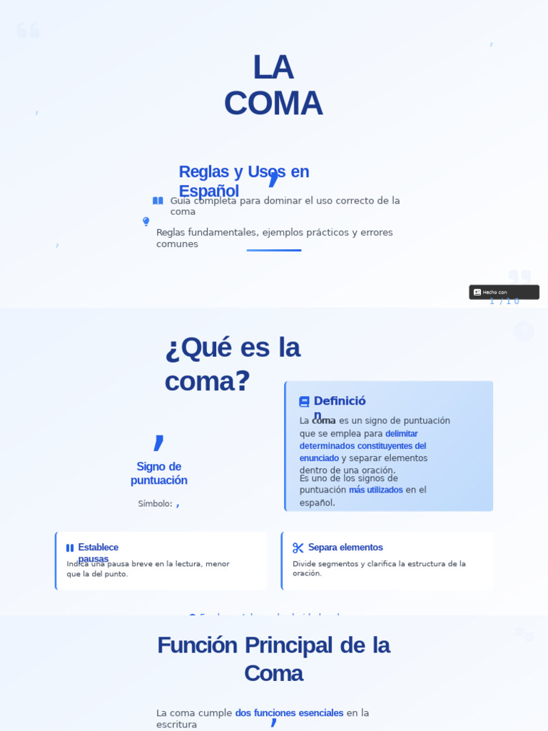 La Coma Reglas Usos 20250604042640 | PDF | Coma | Puntuación