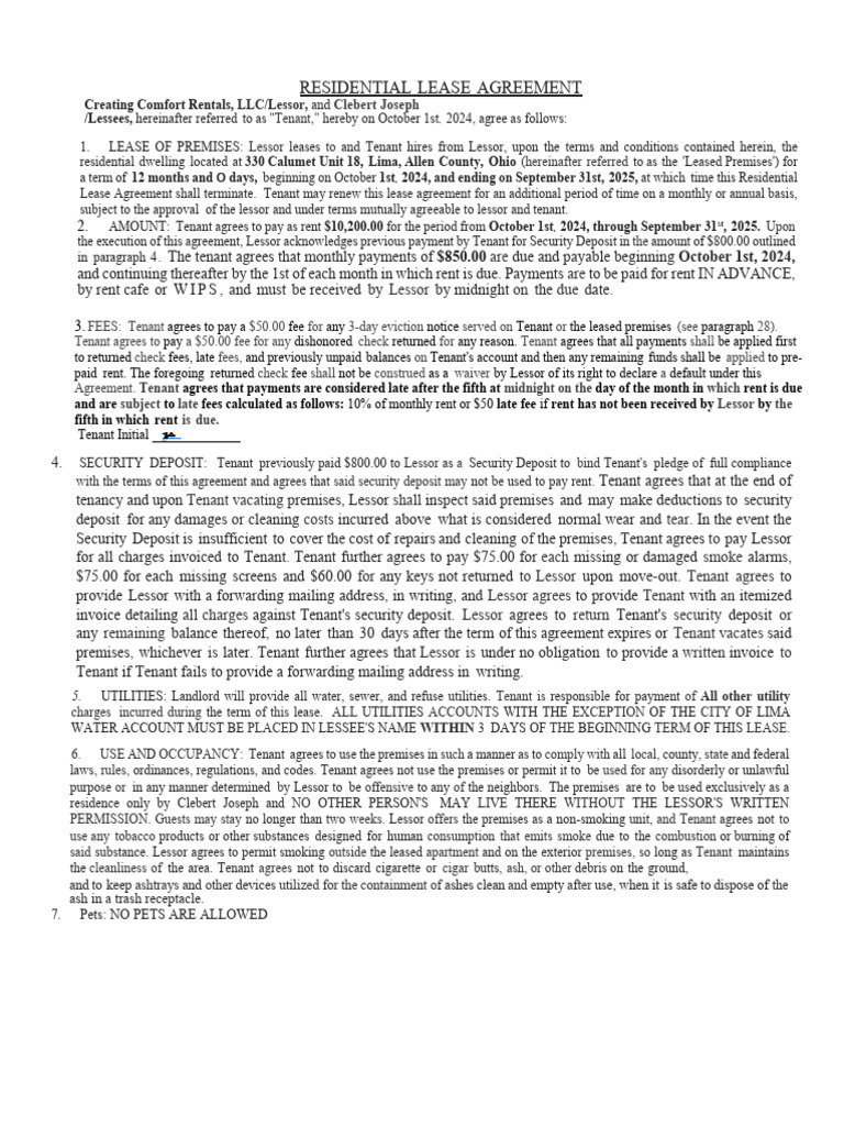 Clebert Joseph Lease Renewal - Encrypted | PDF | Lease | Leasehold Estate