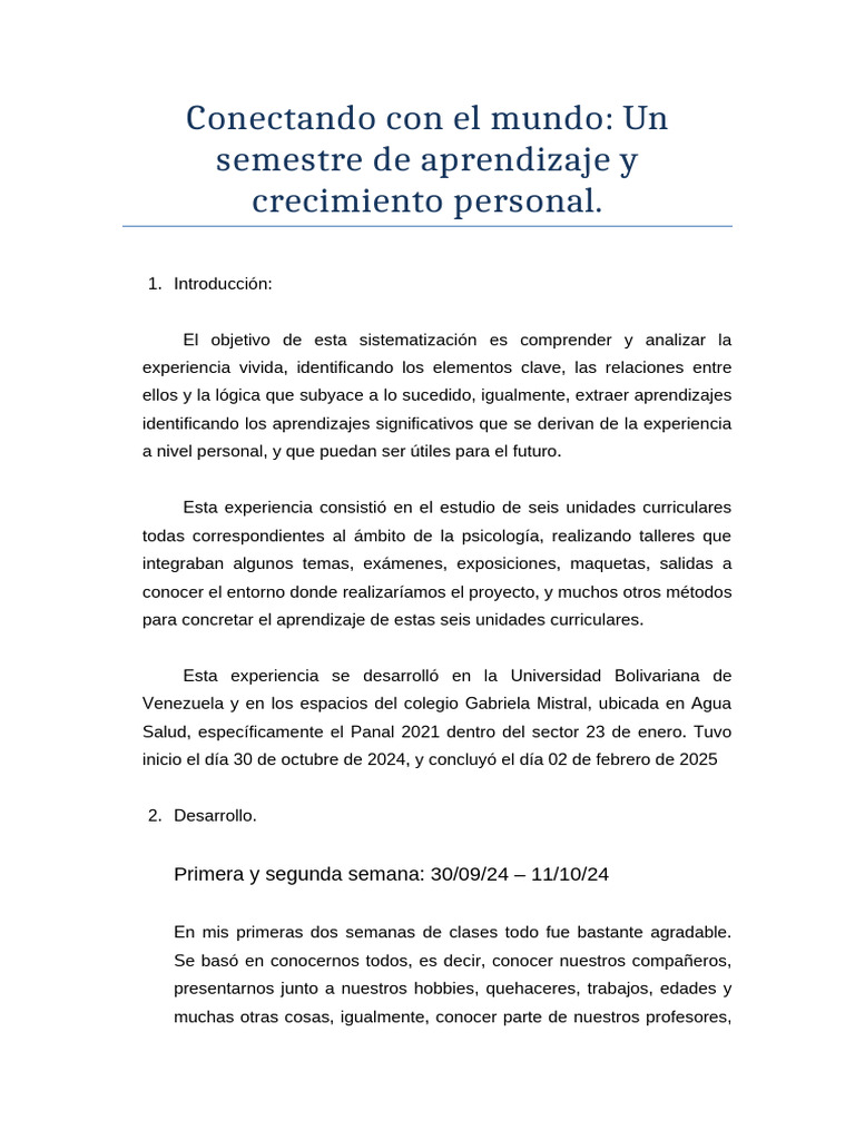 Sistematización de Experiencias | PDF | Percepción | Experiencia
