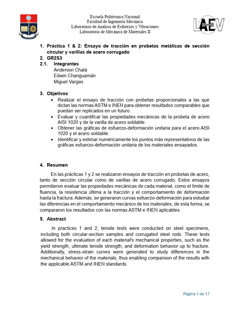 Lmma - Informe I & Ii - GR2S3 | PDF | Fractura | Deformación (ingeniería)