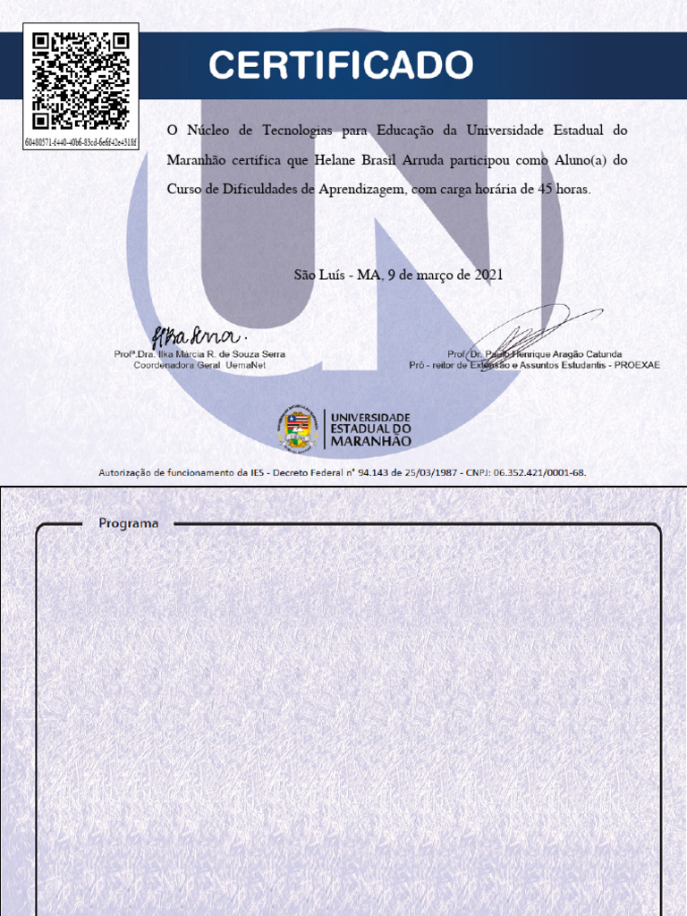 Certificado - UEMA | PDF