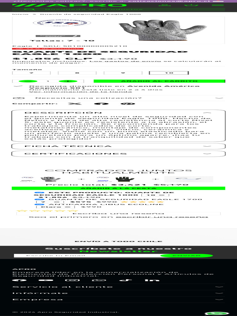Guante de Seguridad Eagle 1000 - Apro Seguridad I | PDF
