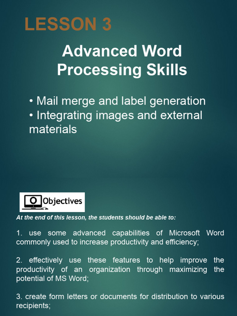L3 Advanced Word Processing Skills | PDF
