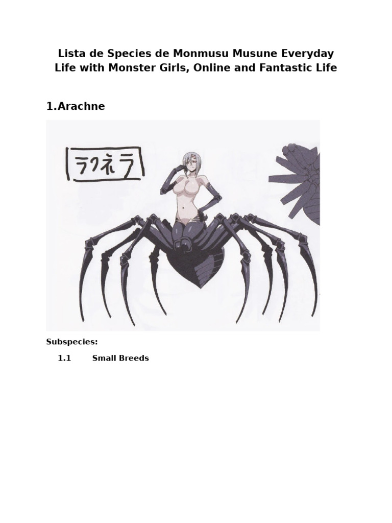 Monmusu Species List and Subspecies | PDF | Fantasy Creatures ...