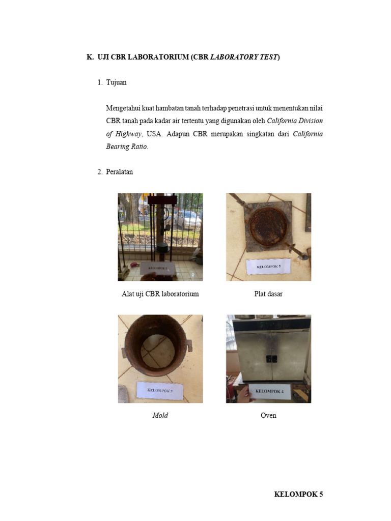 k. Uji Cbr Laboratorium | PDF